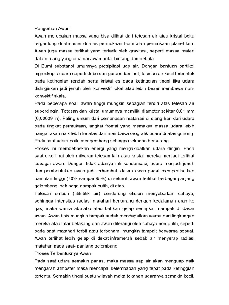 Jenis dan Proses Terbentuknya Awan | PDF | Perjalanan | Seni