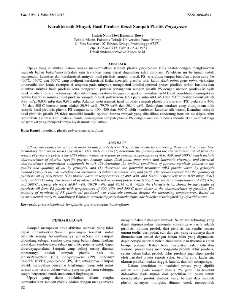 594 Article Text 1681 1-10-20200726 (Pirolisis Stereoform) | PDF | Sains & Matematika ...
