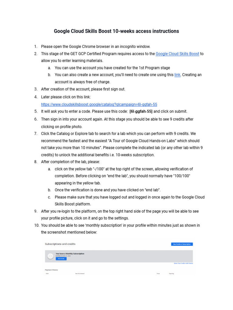 PCSE02-GETCERT - 2024.03.27 - Google Cloud Skills Boost Access Instructions | PDF | Cyberspace ...