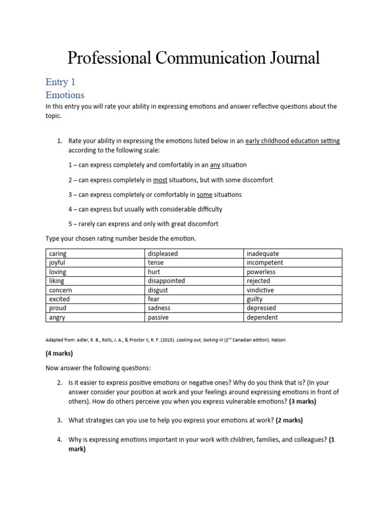 Communication Journal Entry 1.1 | PDF