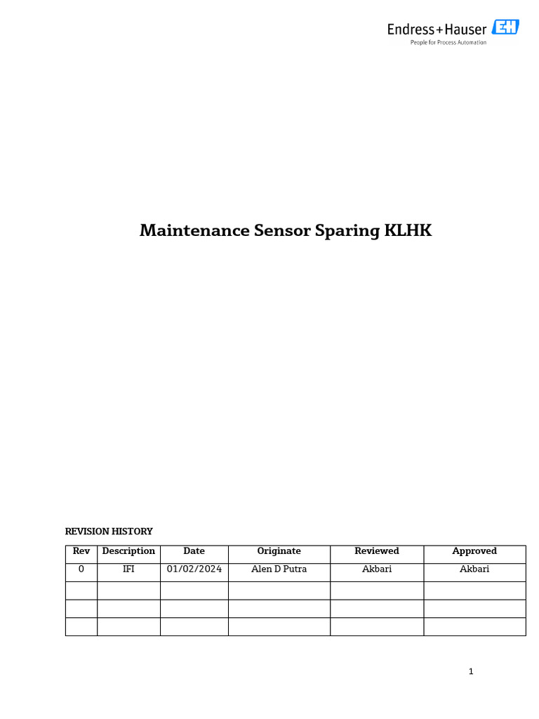 Maintenance Sensor Sparing KLHK Grinviro-Zulu Project | PDF | Sains ...