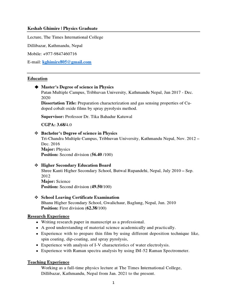 my final cv | Download Free PDF | Kathmandu | Physical Sciences