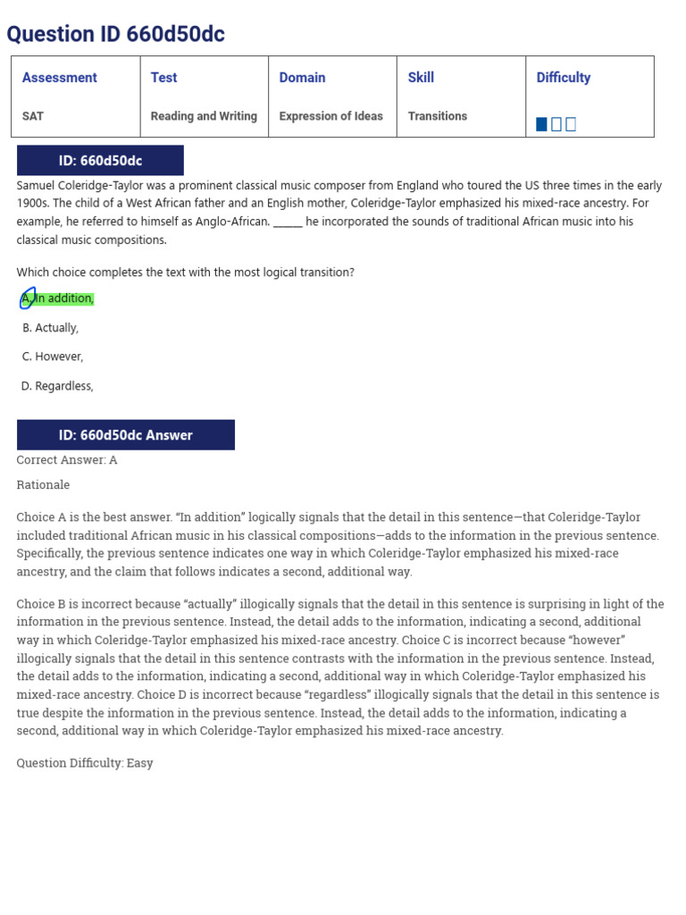 Transitions - Easy - 38 questions | PDF | Sat | Phoenicia
