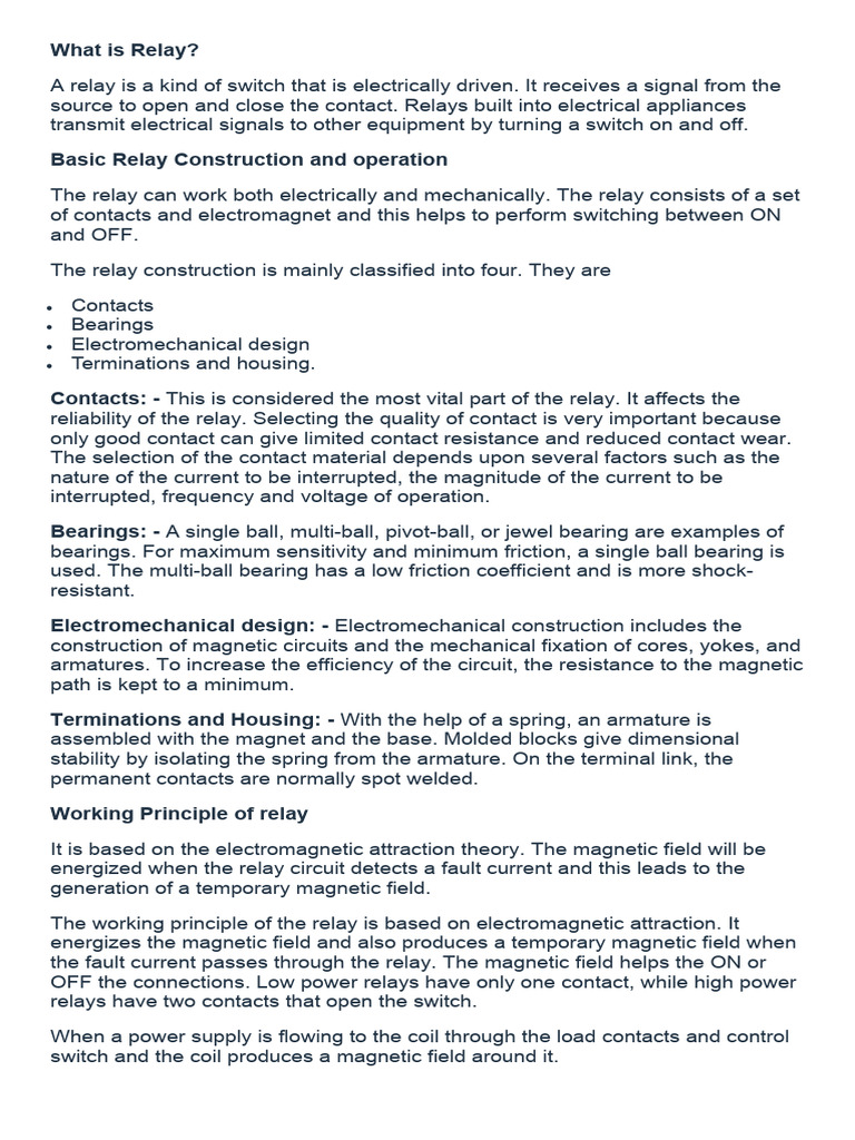 What Is Relay Pdf Relay Switch