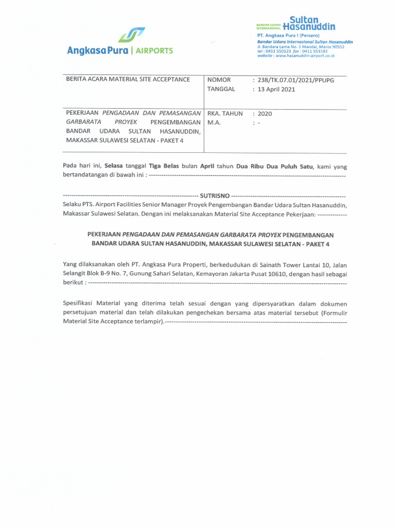 BA Material Acceptance | PDF