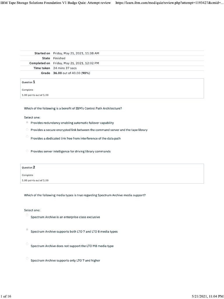 IBM Tape Storage Solutions Quiz Review | PDF | Computer Data Storage ...