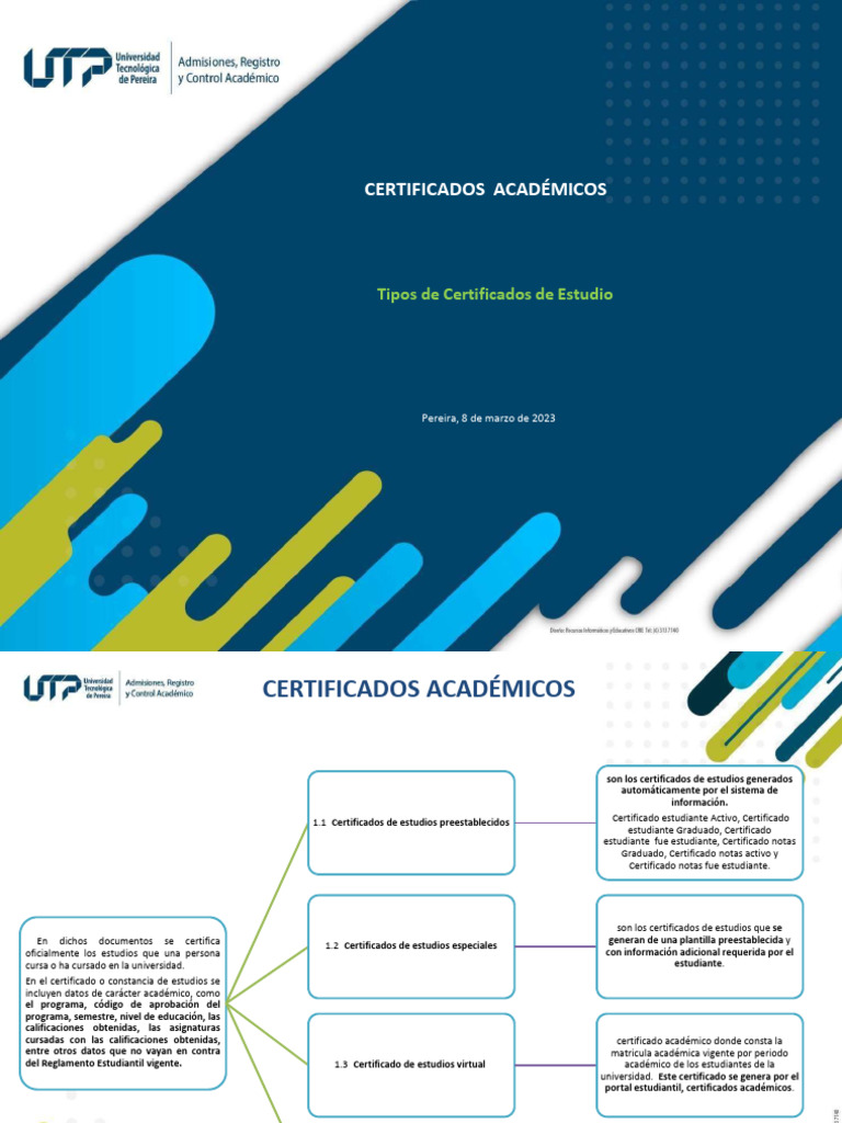 Tipos de Certificados Académicos | PDF | Licenciatura