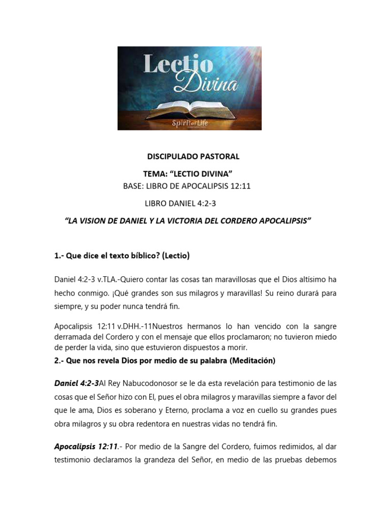 Lectio Divina: Victoria en Cristo | PDF | Libro de revelación | Jesús