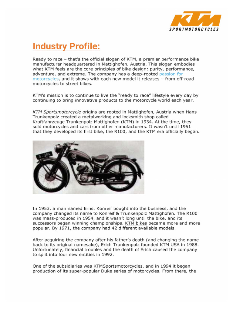 Industry Profile KTM | PDF