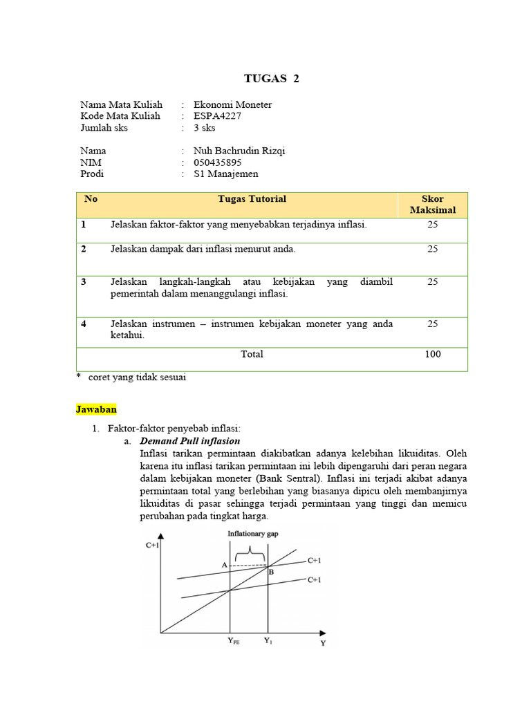 Tugas 2 Ekonomi Moneter Done | PDF | Pengelolaan Keuangan & Uang | Ilmu Sosial