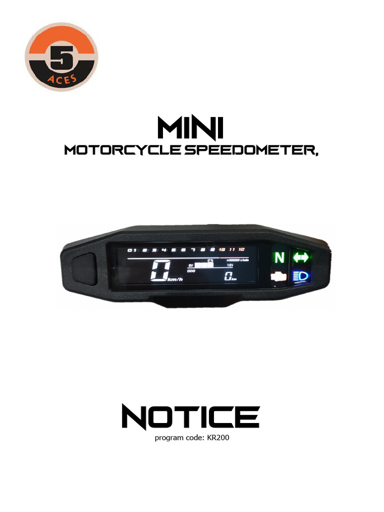 Notice Speedo Mini Uk | PDF | Vehicle Technology
