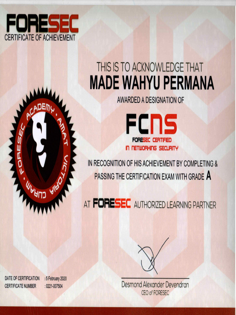 Sertifikat FCNS | PDF