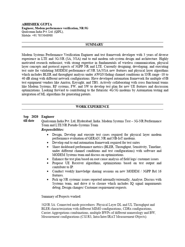resume_draft | PDF | Telecommunications | Electronics