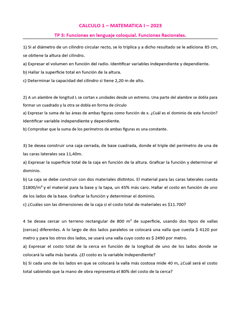 TP3 | Descargar gratis PDF | Función (Matemáticas) | Objetos matemáticos