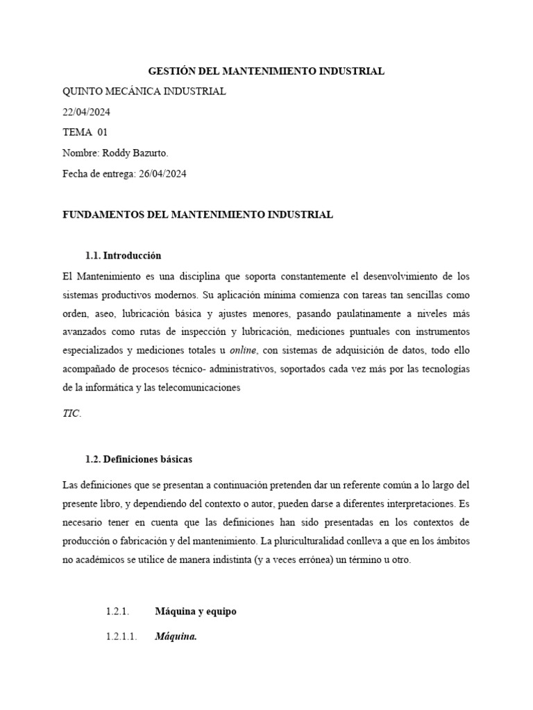 Gestión Del Mantenimiento Industrial | PDF | Business | Estado (política)