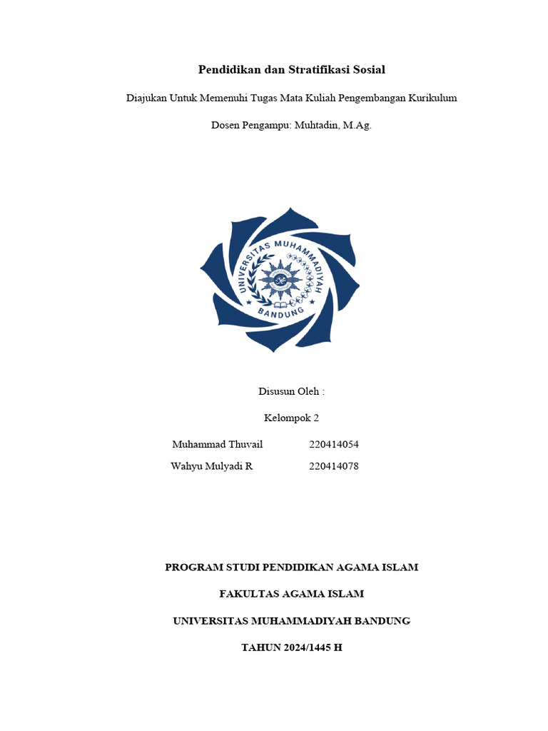 Makalah Pendidikan Dan Stratifikasi Sosial - Kel 2 | PDF | Ilmu Sosial | Sains & Matematika