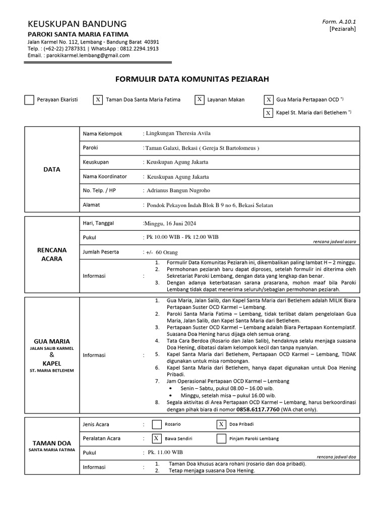 Form - Data Komunitas Peziarah Isi | PDF