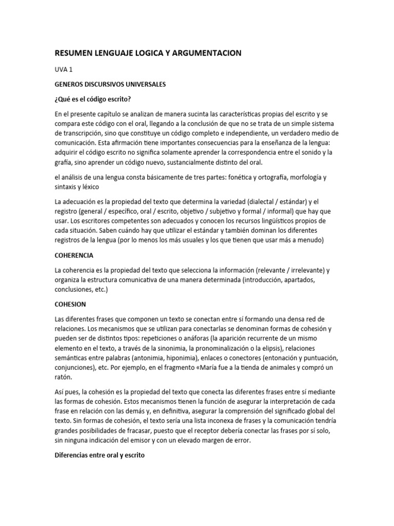 Resumen Lenguaje Logica y Argumentacion | PDF | Comunicación | Las emociones