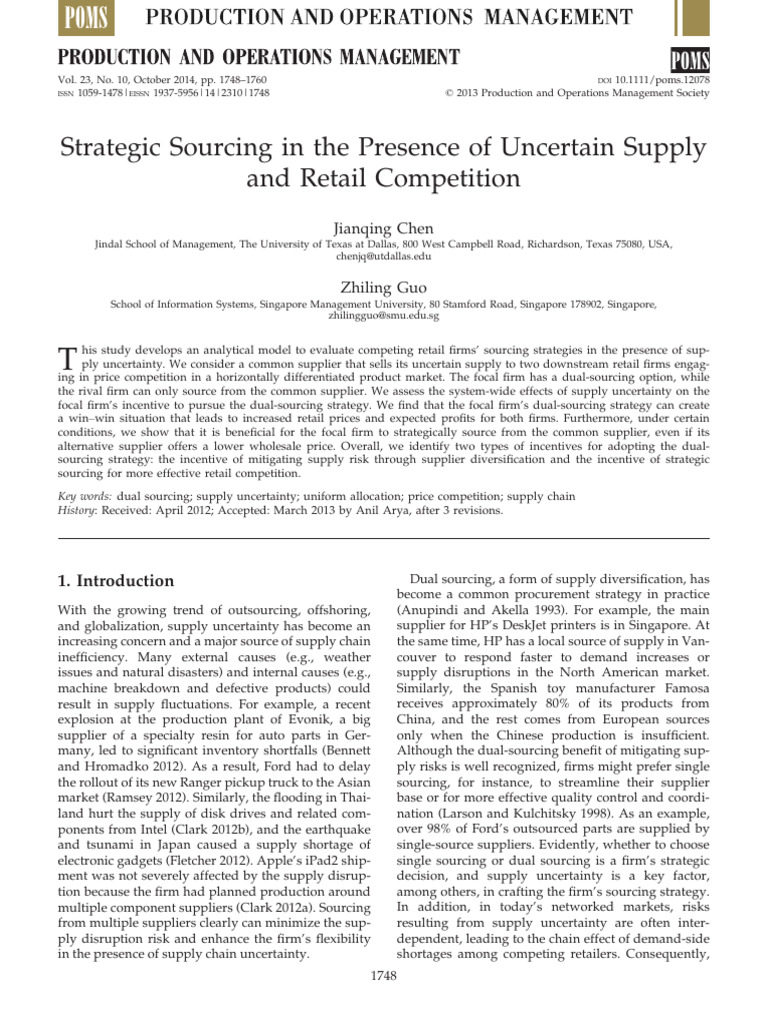Strategic Sourcing | PDF | Economic Equilibrium | Supply Chain