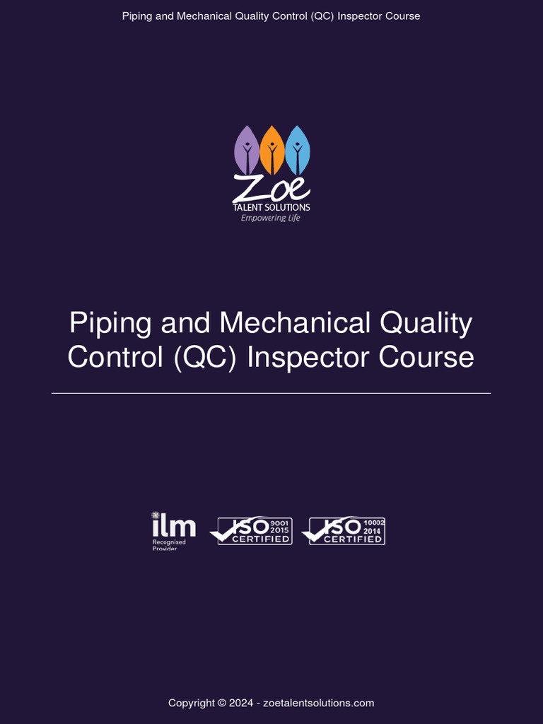 Piping and Mechanical Quality Control (QC) Inspector Course | PDF ...