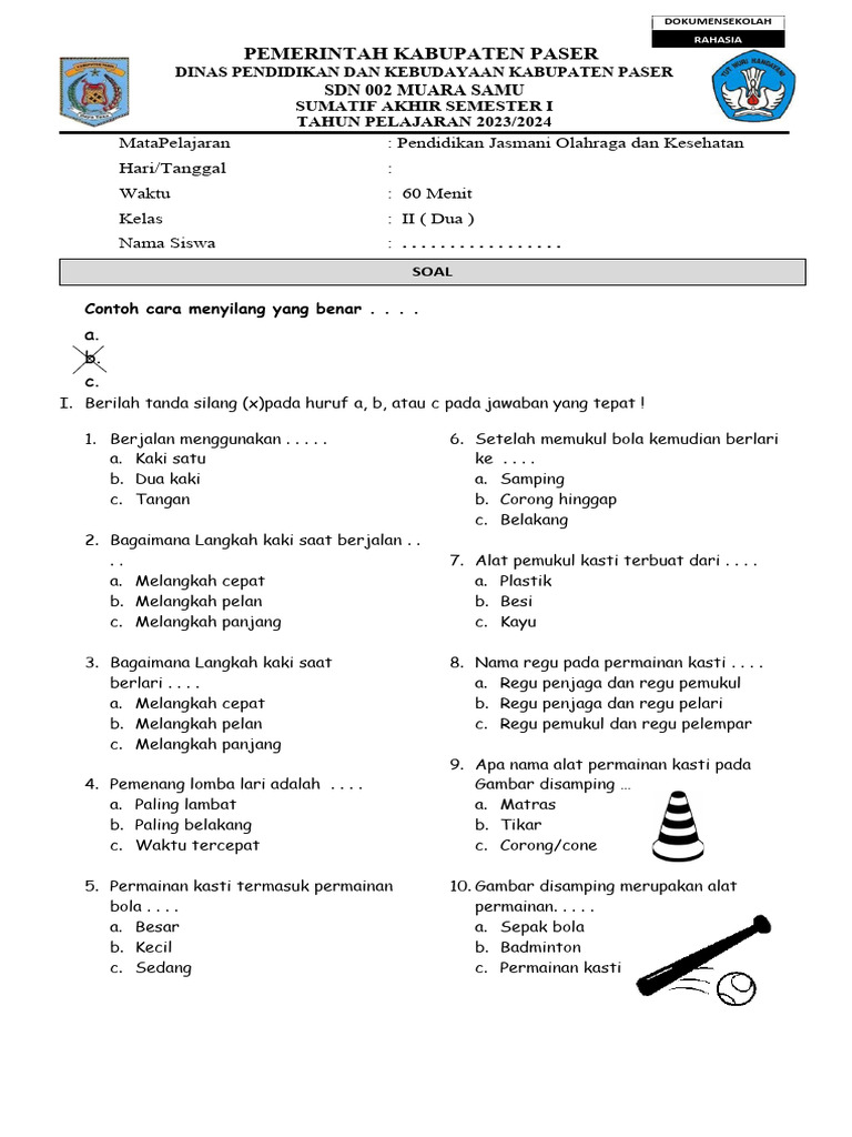 Soal Sumatif KLS 2 Semester 1 2023 2024 | PDF