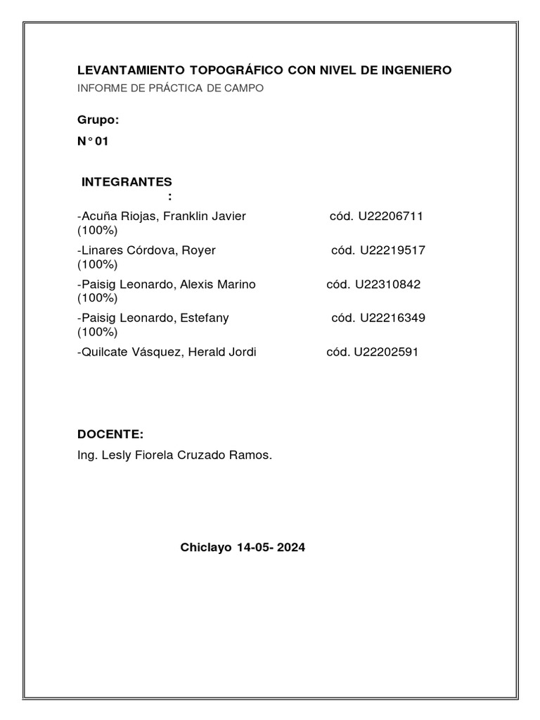 Imforme 2 Topografia | PDF | Topografía | Ciencias de la Tierra
