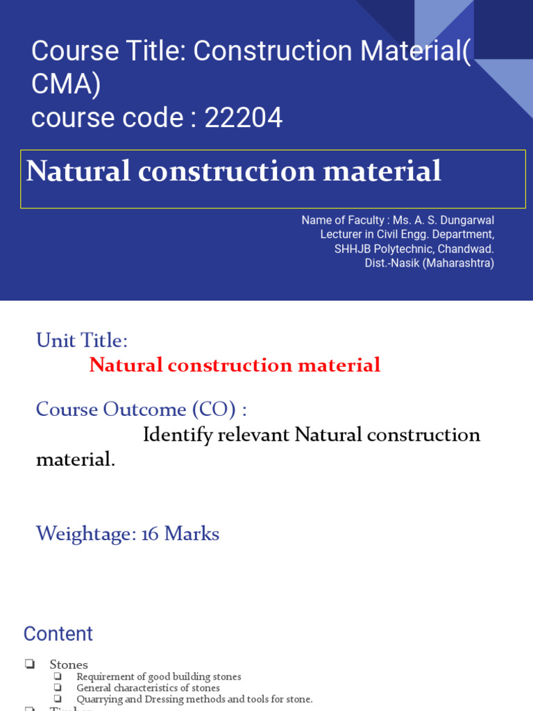 Natural Construction Material | Download Free PDF | Rock (Geology) | Wood