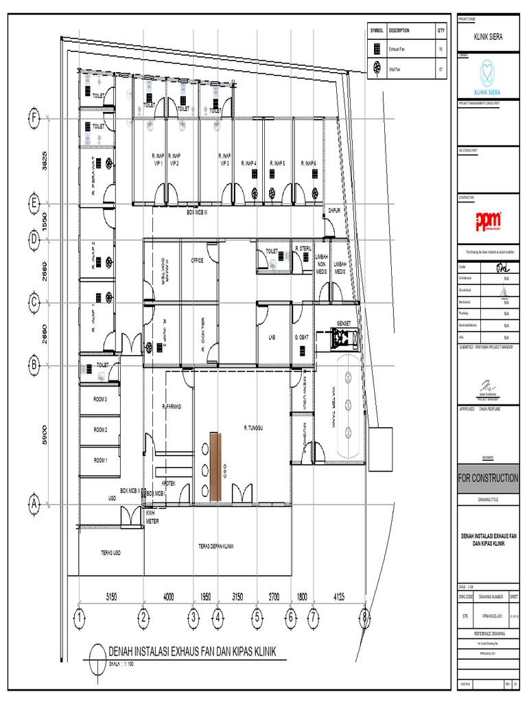Denah Instalasi Exhaus Fan Dan Kipas Klinik | PDF | Technical Drawing
