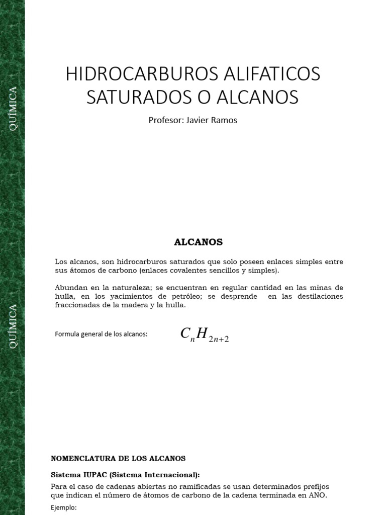 Alcanos: Nomenclatura y Propiedades | PDF | Alcano | Química