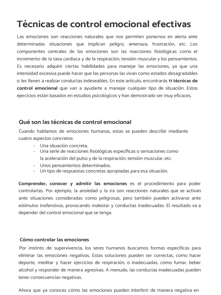 Las mejores 11 Técnicas de CONTROL EMOCIONAL - Trucos psicológicos ...