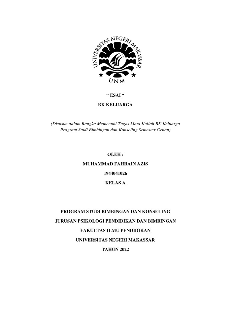 Tugas Akhir MK BK Keluarga (Muhammad Fahrain Azis 1944041026) | PDF ...