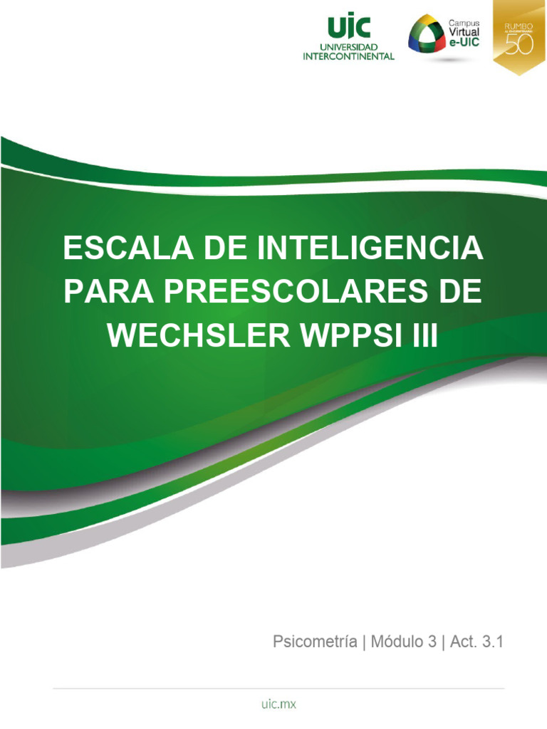 Act. 3.1 - Zamora - Andrea - Cuadernillo. Escala de Inteligencia para ...