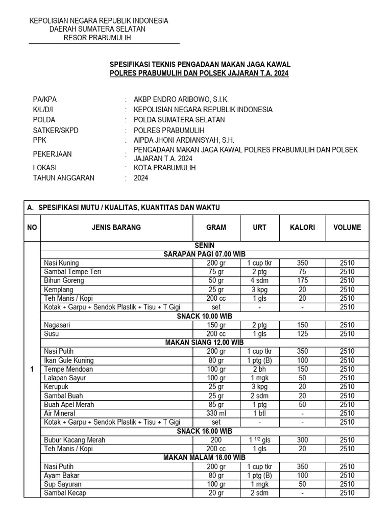 Spesifikasi Teknis | PDF