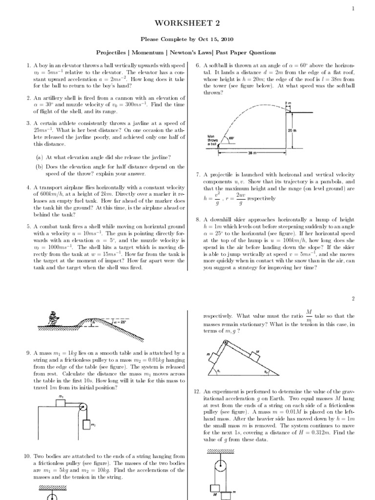 Worksheet 2 | Download Free PDF | Collision | Momentum