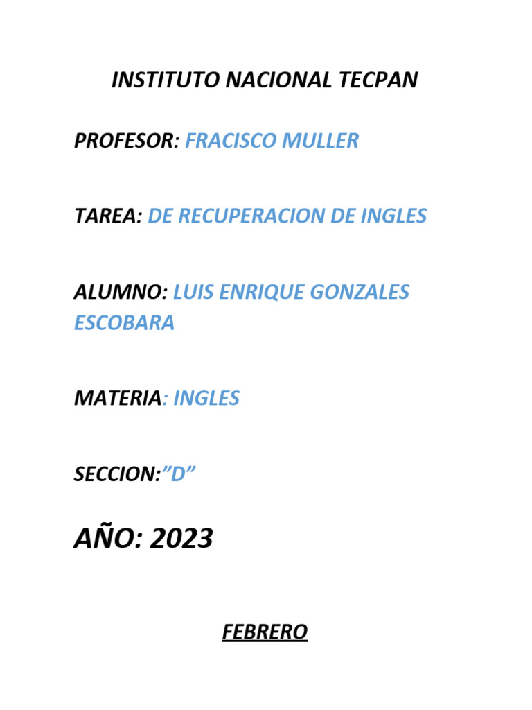 Proyecto de Ingles | PDF