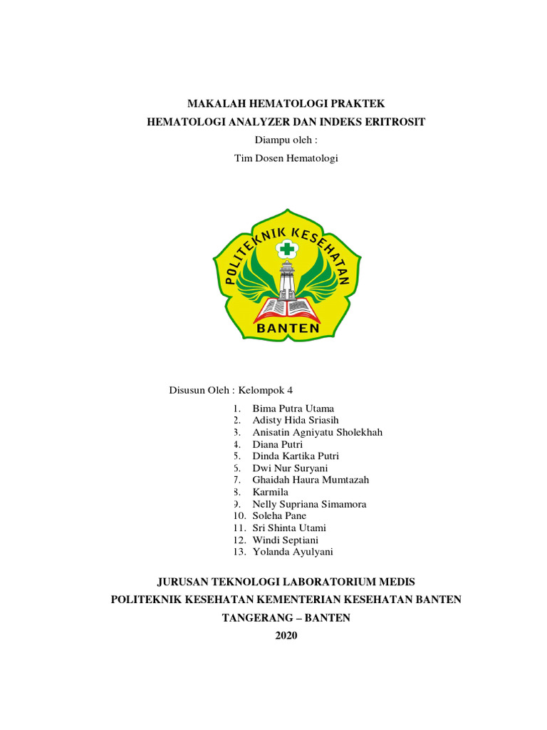 Hematology Analizer & Indeks Eritrosit - Kel.8.TLM 2B | PDF