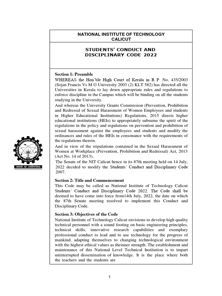Students Conduct and Disciplinary Code 2022 - 0 | PDF | Sexual ...