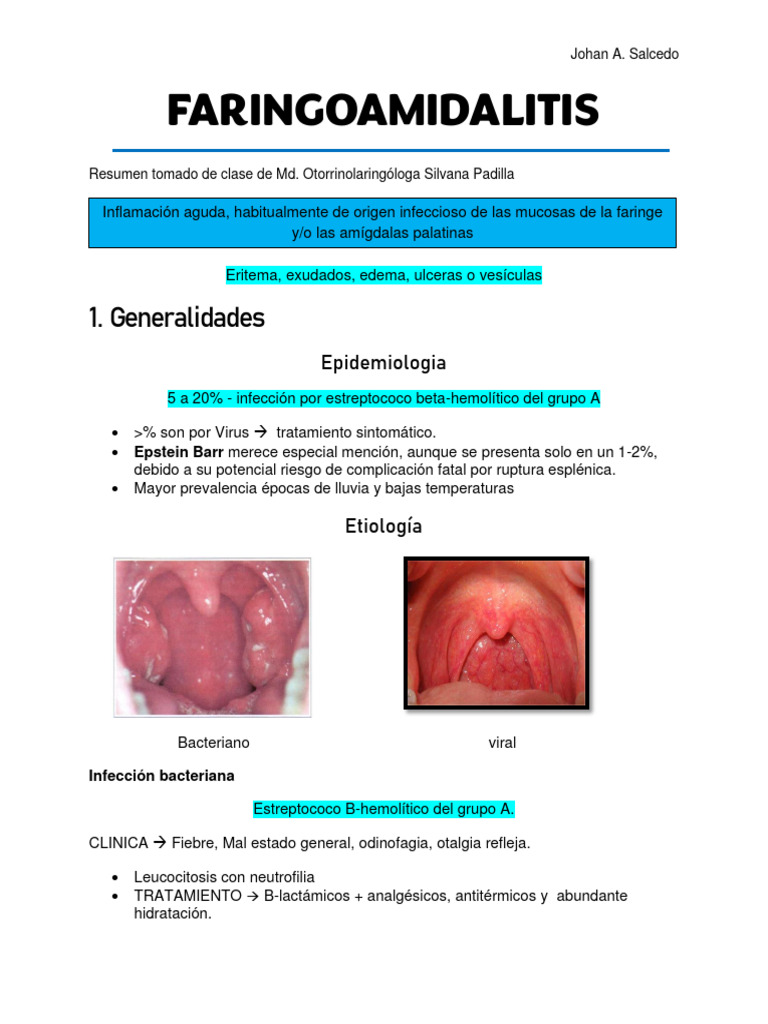FARINGOAMIGDALITIS | Descargar gratis PDF | Microbiología | Medicina