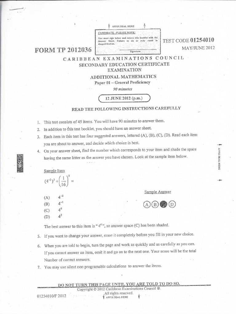 Add Math p1 Answers | PDF | Mathematics | Applied Mathematics