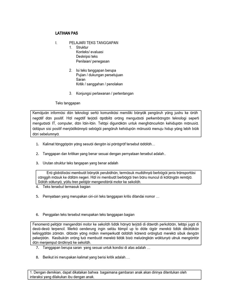 Latihan Pas Ix SM2 2024 | PDF