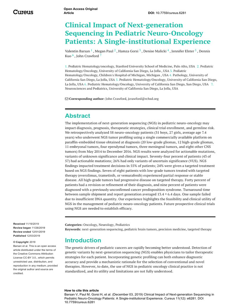 Paper - Neuro-Oncology NGS | PDF | Glioma | Brain Tumor
