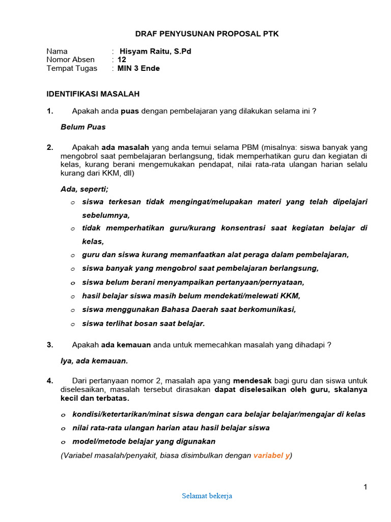 LK Proposal PTK Hisyam | PDF