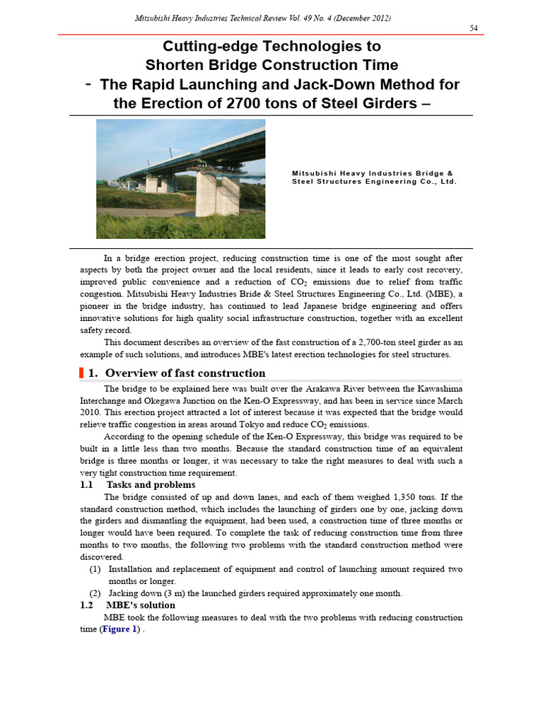 rapidLaunchingAndJackDownMethodForErectionOf2700tSteelGirder | PDF | Crane (Machine) | Bridge