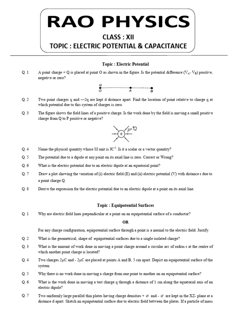 Electric Potential and Capacitance Guide | PDF | Capacitance | Capacitor