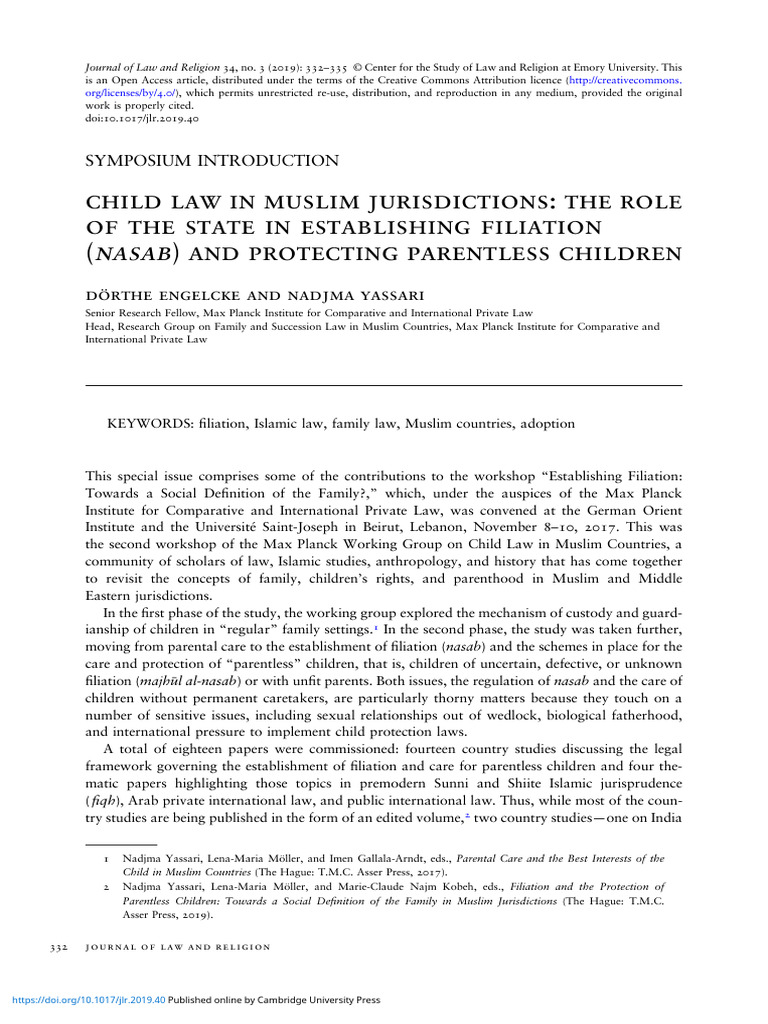 Child Law in Muslim Jurisdictions The Role of The State in Establishing ...