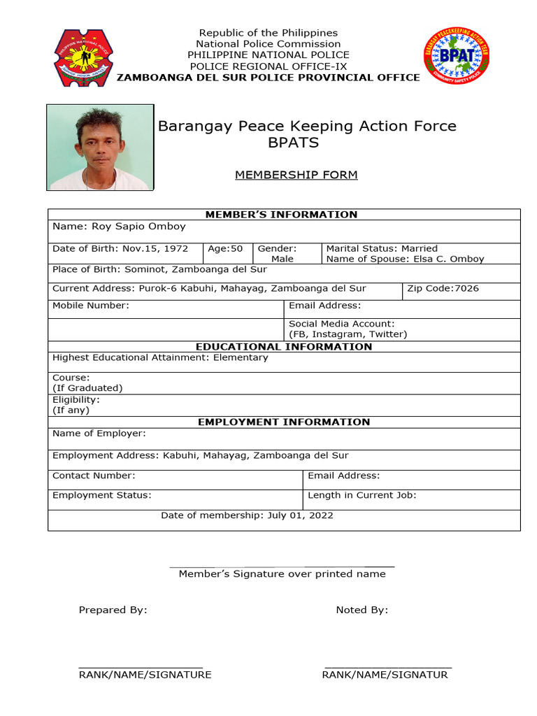 BPATS Membership Form Details | PDF | Social Media | Popular Culture ...