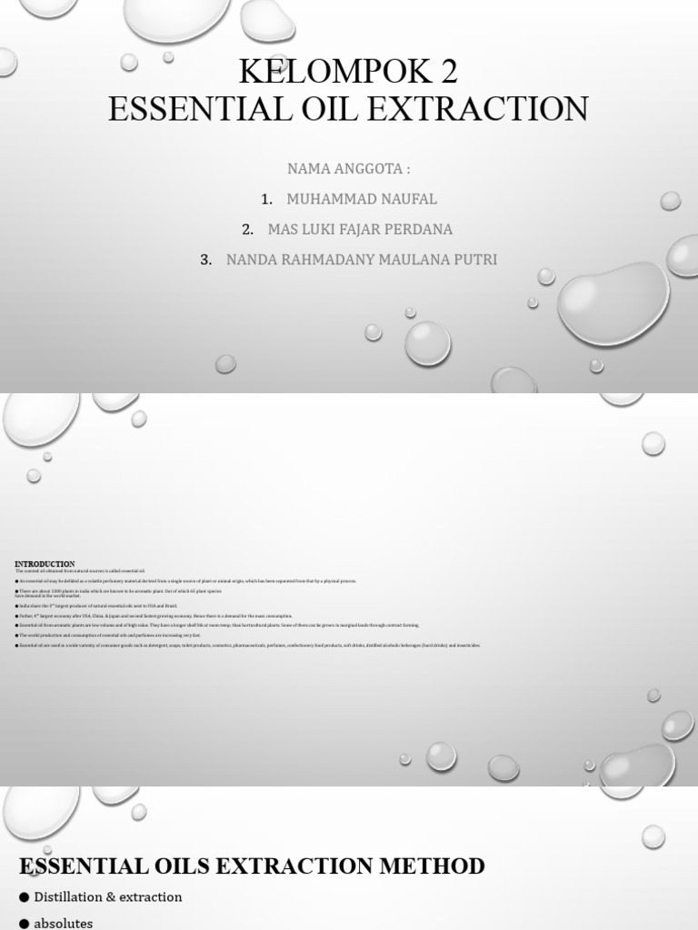 Kelompok 2 (ESSENTIAL OIL EXTRACTION) | PDF | Essential Oil | Perfume