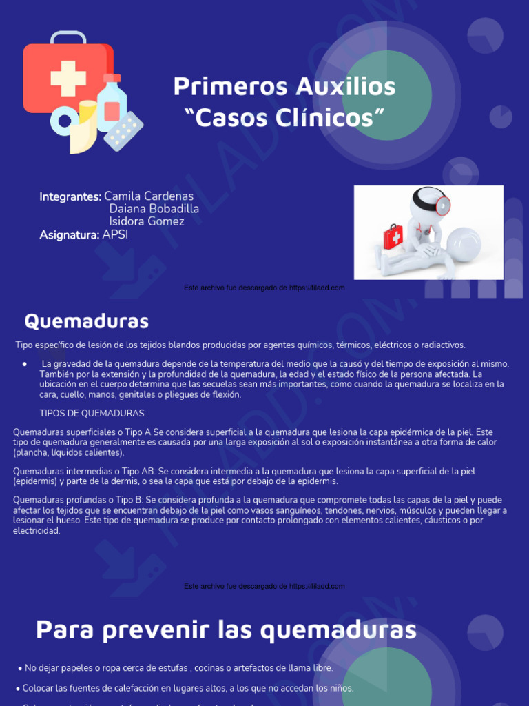 Primeros Auxilios Casos Clinicos | PDF | Quemar | Piel