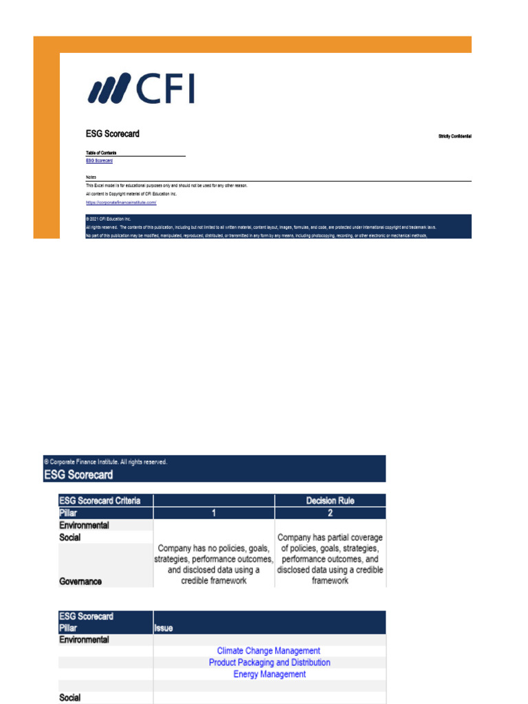 ESG Disclosure Case Study Scorecard - BLANK | PDF | Governance | Business