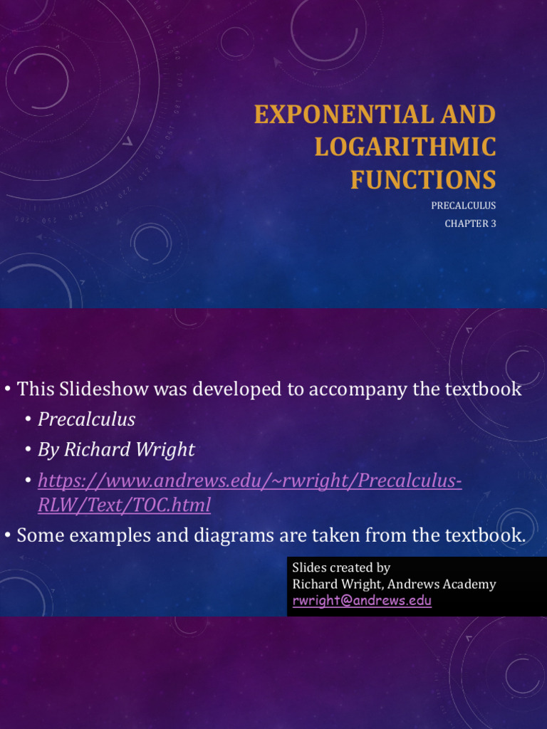Precalculus 03 Exponential and Logarithmic Functions | Download Free PDF | Logarithm ...
